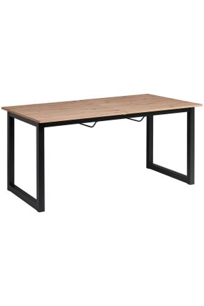 MID.YOU Mid.you Esstisch, Schwarz, Eiche Artisan, Metall, Holzwerkstoff, rechteckig, U-Form, 90x76x160-200 cm, ausziehbar, Esszimmer, Tische, Esstische, Essti