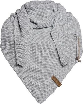 Knit Factory Coco Châle Tricoté - Foulard Triangle - Foulard femme pour lautomne et lhiver - Écharpe Femme - Châle Femme - 100% Fabriqué en Europe - Gris - 190x85 