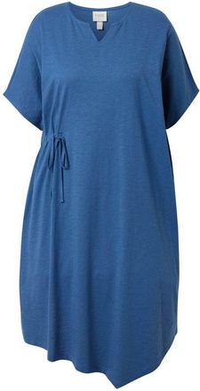 Ulla Popken Midikleid Midikleid Tunika-Ausschnitt Halbarm Biobaumwolle