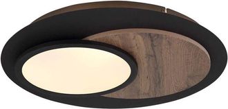 Globo Lighting Deckenlampe Deckenleuchte Backlight Esszimmerlampe schwarz Holzoptik LED D 48 cm
