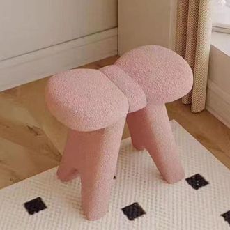 Generic Schminktischhocker, gepolsterter Schminktisch aus Lammwolle in Schleifenform, Nachttisch, Sofa, Schminkstuhl fürs Schlafzimmer, Klavier(Pink)
