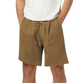 Generic Pantalon baggy en coton et lin pour homme Printemps &eacute;t&eacute; Couleur unie Coton Confortable Ample D&eacute;contract&eacute; Jambe large Pantalon court Pantalon Coupe r&eacute;g
