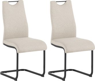 Byliving Freischwinger 2er Set Capri, Webstoff Taupe, Metall schwarz, mit Griff und bequemer Polsterung, Schwingst&uuml;hle, Polsterst&uuml;hle, Ma&szlig;e: B 44, H 88, T 55 c