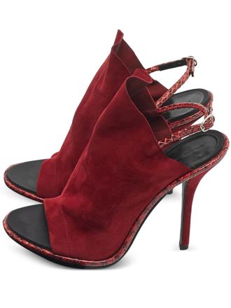 Balenciaga sandales en cuir &agrave; bride arri&egrave;re - Rouge