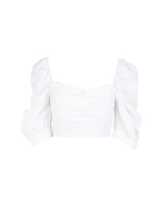 8 by YOOX VISCOSE BLENF PUFF-SLEEVE CROP TOP
