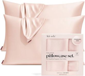 Kitsch Kissenbezug aus 100% Satin mit Reißverschluss, weicher als Seidenkissenbezug für Haar und Haut, kühlender Kissenbezug, Satin-Kissenbezug (Standard/Que