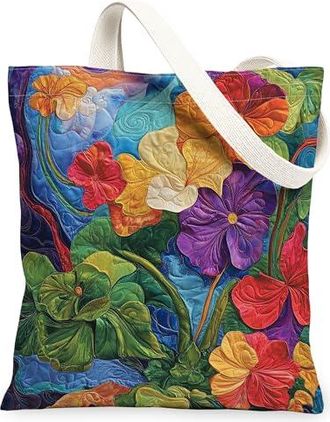 Generic Sac fourre-tout en toile de g&eacute;ranium printanier pour le shopping, 33 x 38,1 cm, sac d&eacute;picerie r&eacute;utilisable pour femme, sac d&eacute;picerie r&eacute;utilisable pour