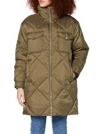 Tommy Jeans Damen TJW Diamond Quilted Coat Jacke, Olive Tree, Large