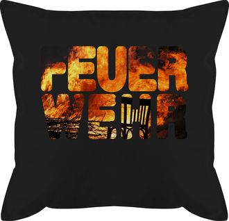 Shirtracer Kissen 50x50 - Feuerwehr Flammen - 50 x 50 cm - Schwarz - geschenke für feuerwehrmänner feuerwehrgeschenkartikel feuerwehrkissen feuerwehrmann mit feu