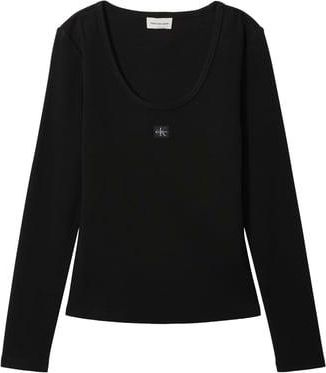 Calvin Klein Top &agrave; logo en coton m&eacute;lang&eacute;