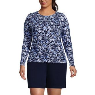Lands End Schnelltrocknendes LSF 50 Sonnenschutz-Gartenshirt, Damen, Gr&ouml;&szlig;e:52-54 plus, Blau, Nylon-Mischung, by Lands End