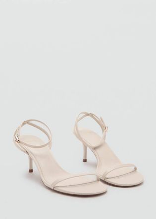 Mango Riemensandale mit Absatz ecru - Damen - 35 - MANGO