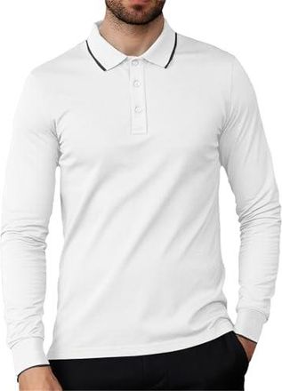 Generic Polo &agrave; manches longues pour homme - Loisirs - Boutonni&egrave;re - T-shirt &agrave; manches longues - Basique - Confortable - Respirant - D&eacute;contract&eacute; - Pour le prin