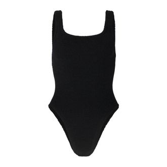 Hunza G Gerippter Square-Neck Badeanzug - - Swimwear - Damen - Schwarzk - ONE SIZE