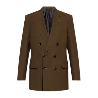 Tom Ford Homme, Vestes, Brun, Taille: L Blazer en laine avec double fente