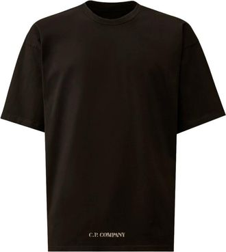C.P. Company C.p. Company, Homme, Tops, Noir, Taille: M 1020 Jersey Short Sleeve Stencil T-Shirt