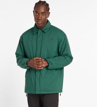 New Balance Homme Coaches Jacket en Vert, Nylon tiss&eacute;, Taille S
