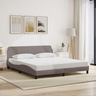 vidaXL Cadre de lit avec t&ecirc;te de lit Taupe 180x200 cm Tissu