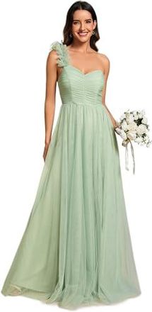 Ever-pretty Robe de Demoiselle dhonneur Maxi Fendue sans Manches Robe Soirée Femme Verte Menthe 44