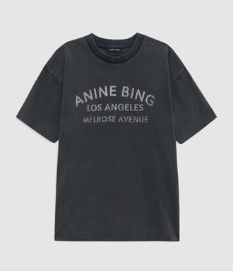 Anine Bing Tee Shirt Melrose Cade Washed Black