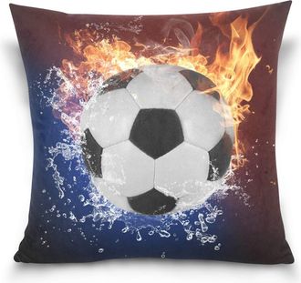 Linomo Kissenbezug 40x40 cm, Fußball Galaxis Sport Ball Dekorative Kissenbezug Kissenhülle für Couch Sofa Bett Hause