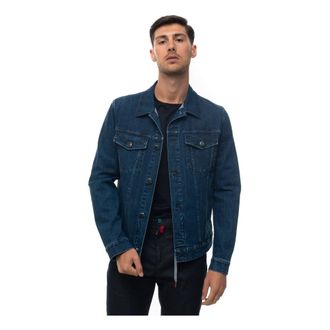 Kiton Denim Harrington Jacke mit Logo - - Jackets - Herren - Blau - L