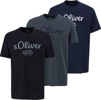 s.Oliver T-Shirt Basic aus reiner Baumwolle, mit Logo-Print auf der Brust