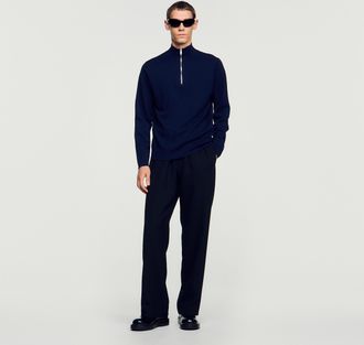 Sandro Wollpullover mit Rei&szlig;verschlusskragen