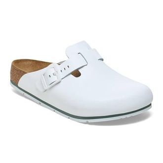 Birkenstock Boston Pro Sabots en cuir - Chaussures de travail certifi&eacute;es de haute qualit&eacute; pour la m&eacute;decine, la restauration et le service, Blanc., 42 EU Schmal