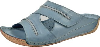 Gemini Damen Pantolette Klettverschluss Keilabsatz Leder 336054-02, Gr&ouml;&szlig;e:39 EU, Farbe:Blau