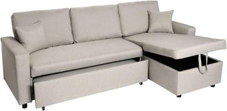 Hhg Ecksofa mit Bettkasten HHG-309, Couch Sofa L-Form, Liegefläche Nosagfederung 228cm beige