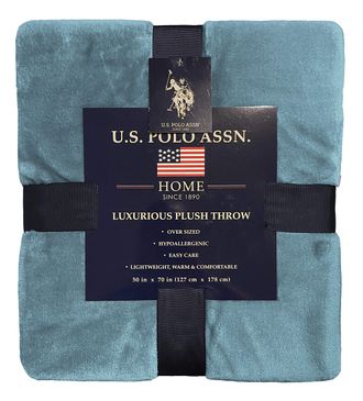 U.S.Polo Association &Uuml;bergro&szlig;e, leichte &Uuml;berwurfdecke f&uuml;r Bett/Sofa - weiche Fleece-Couchdecken und &Uuml;berw&uuml;rfe - gem&uuml;tliche dekorative Bettw&auml;sche - 127 x 177,8 cm (Ozean)