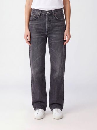 A Gold E Jean droit taille mi-haute &agrave; 5 poches en denim de coton