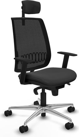 Piqueras y Crespo Hochstuhl f&uuml;r Alares Schreibtisch mit 1D-Armlehnen, h&ouml;henverstellbare Lendenwirbelst&uuml;tze und h&ouml;henverstellbares Kopfteil und Neigungsverstellung, Schw