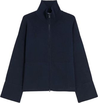 Max Mara Femme, Sweatshirts et sweats &agrave; capuche, Bleu, Taille: 38 FR Gilet en fil de cr&ecirc;pe de viscose