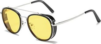 Generic Lunettes de soleil rondes punk en métal 2025 pour hommes et femmes, ombre extérieure, lunettes de soleil de vacances à la plage (couleur : C, taille :