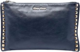Miu Miu Pre-owned Sac bandouli&egrave;re clout&eacute; en cuir - Femme - Pre-owned - Bleu - Taille: ONE Size
