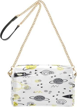 HMZXZ Planets Rockets Sac à bandoulière pour femme en cuir Petit sac à main à bandoulière Espace