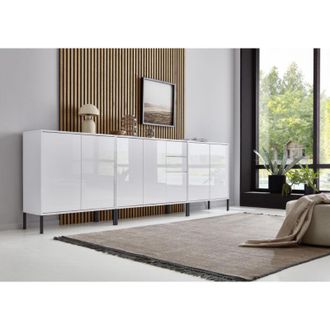 BMG M&ouml;bel BMG M&ouml;bel Sideboard mit Metallf&uuml;&szlig;e &raquo;Mailand Set 6&laquo;, Korpus wei&szlig; matt und wei&szlig; lackierte Hochglanzfronten