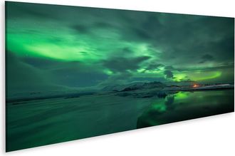 Islandburner Bild auf Leinwand Aurora Borealis Über Jokulsarlon Lagune In Island Bilder Wandbilder Poster