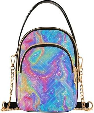 Mnsruu Sac à bandoulière holographique arc-en-ciel fluide pour femme - Petit sac à bandoulière avec sangle réglable