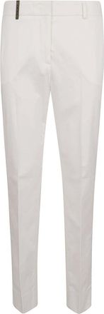PESERICO Femme, Pantalons, Blanc, Taille: 42 FR Pantalon cigarette en satin l&eacute;ger
