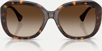 Ralph Lauren eckige Sonnenbrille mit braunem Glas in gl&auml;nzendem braunem Havana