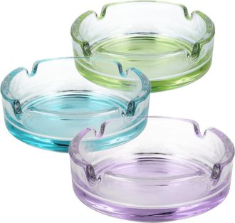 Com-Four 3x Aschenbecher aus Glas - Tischascher 3-farbig - Glasaschenbecher für Zigaretten - Abascher für Haushalt und Gastronomie aus 5 mm dickem Glas - Tisch