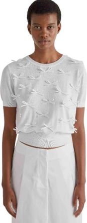 Meimeij Femme, Pulls, Blanc, Taille: 46 FR Maille &agrave; col rond