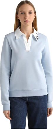 Karl Lagerfeld Femme, Sweatshirts et sweats &agrave; capuche, Bleu, Taille: 38 FR Contrast Logo Embroidery SweaT-shirt