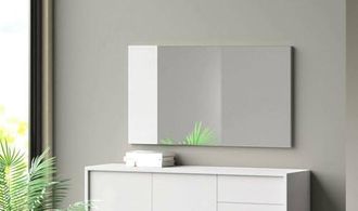 Dmora Spiegel Coriandolo, dekorativer Eingangsspiegel, Wandeinrichtungsgegenstand mit Seitenprofil, 100% Made in Italy, 110 x 3 x 60 cm, Weiß