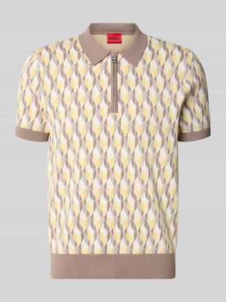 HUGO BOSS Poloshirt mit Rei&szlig;verschluss und Allover-Print