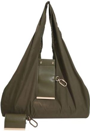 Generic Mini sac fourre-tout pliable et extensible avec porte-cl&eacute;s compact pour le shopping, les voyages, un usage quotidien, vert militaire, 33*27*26cm/12.99