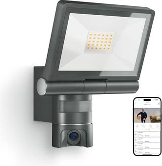 Steinel Flutlichtkamera XLED CAM2 SC mit 2K Überwachungskamera, Gegensprechanlage, Bewegungsmelder, Dual-Band Wi-Fi 6, 21 W, Aluminium, Anthrazit